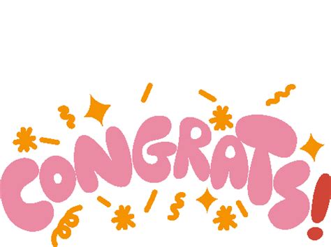 Congrats Yellow Confetti Around Congrats In Pink Bubble Letters Sticker
