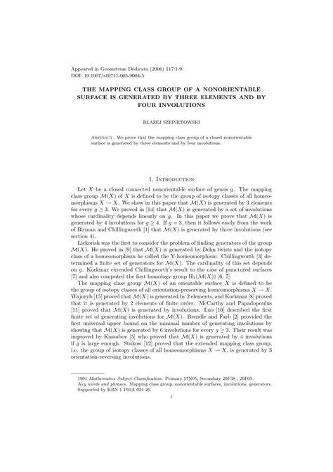 pdf the mapping class group of a nonorientable surface is generated by three elements and by