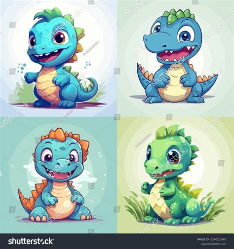 Cute Baby Dinosaurs Illustration Cartoon Stock Vector Royalty Free