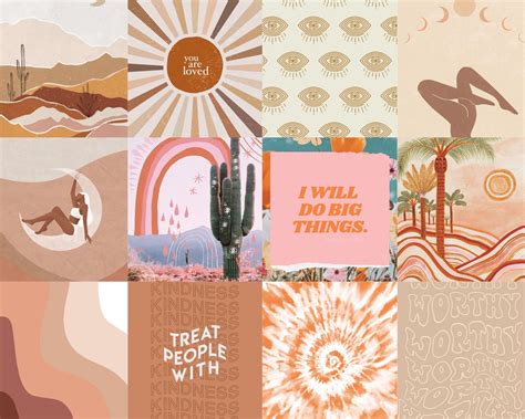 Earthy And Boho Aesthetic Wall Collage Kit Wallcollage Earthaesthetic