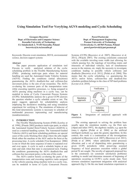 pdf using simulation tool for veryfying agvs modeling and cyclic scheduling