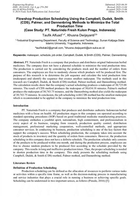 flowshop production scheduling using the campbell dudek smith cds palmer and dannenbring
