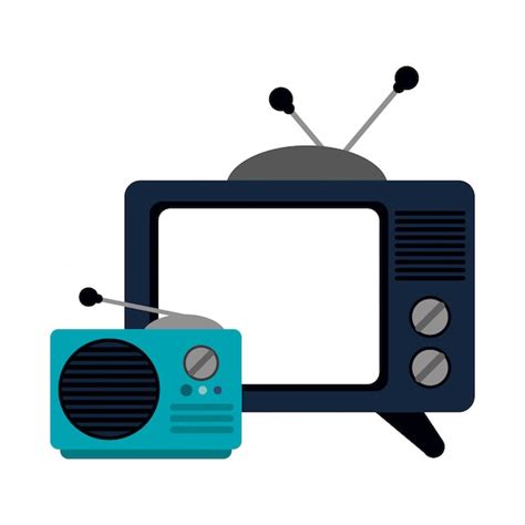 Antiguos dibujos animados de radio y televisión Vector Premium