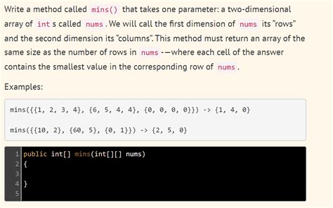 solved write a method called mins that takes one