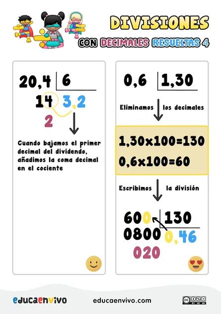 50 Ejercicios De Divisiones Con Decimales Y SOLUCIONES