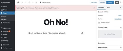 Updating Failed The Response Is Not A Valid JSON Response Error