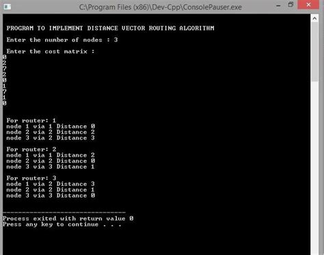 du cs lectures program for simulate and implement distance vector routing algorithm full program