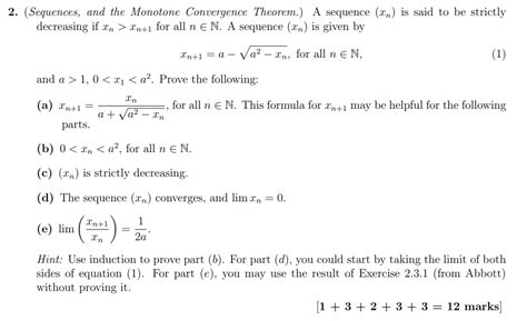 solved 2 sequences and the monotone convergence theorem
