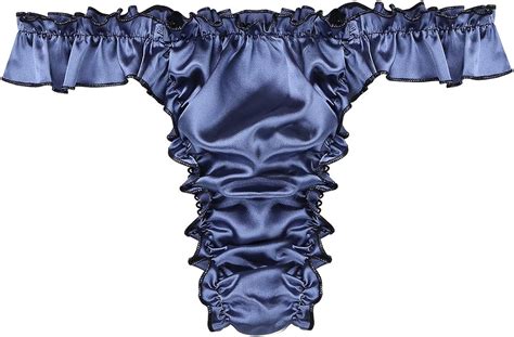 Feeshow Mens Stain Ruffle Lace G String Sissy Pouch Thongs Briefs Underwear