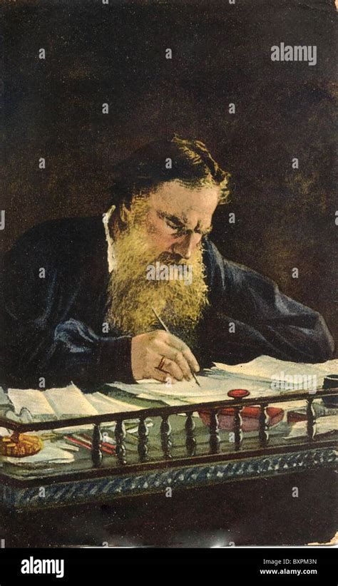 León Tolstoi 1828 1910 escritor ruso en su escritorio en una pintura