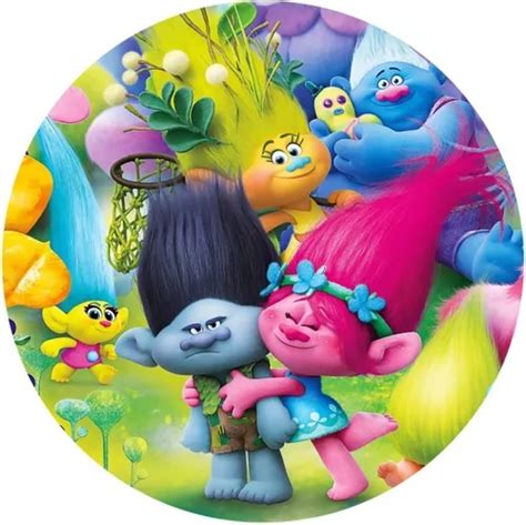 Painel Redondo Sublimado Em Tecido X Trolls