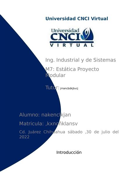 M7 Estatica Proyecto Modular Universidad CNCI Virtual Ing Industrial