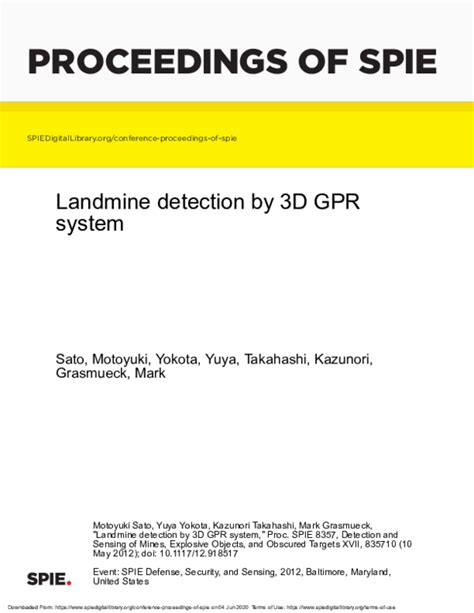 pdf landmine detection by 3d gpr system motoyuki sato