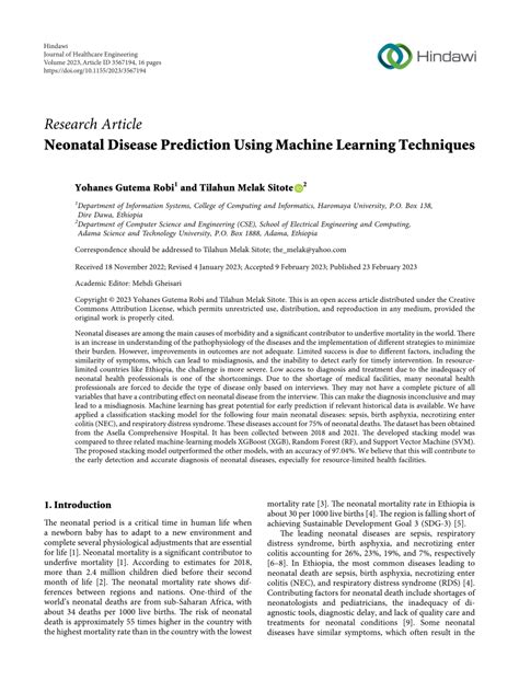 pdf neonatal disease prediction using machine learning techniques