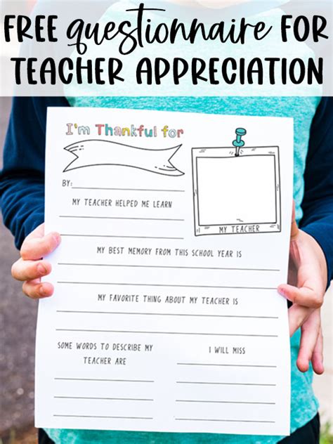 Favorite Things Questionnaire For Teachers