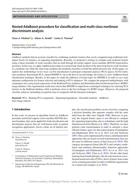 nested adaboost procedure for classification and multi class nonlinear discriminant analysis