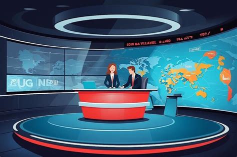 Premium Photo TV News Studio With Broadcaster And Breaking World