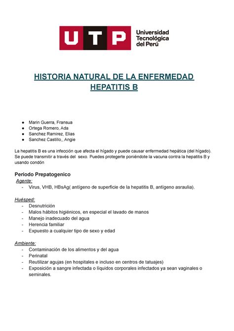 Hepatitis B Historia Natural De La Enfermedad Hepatitis B