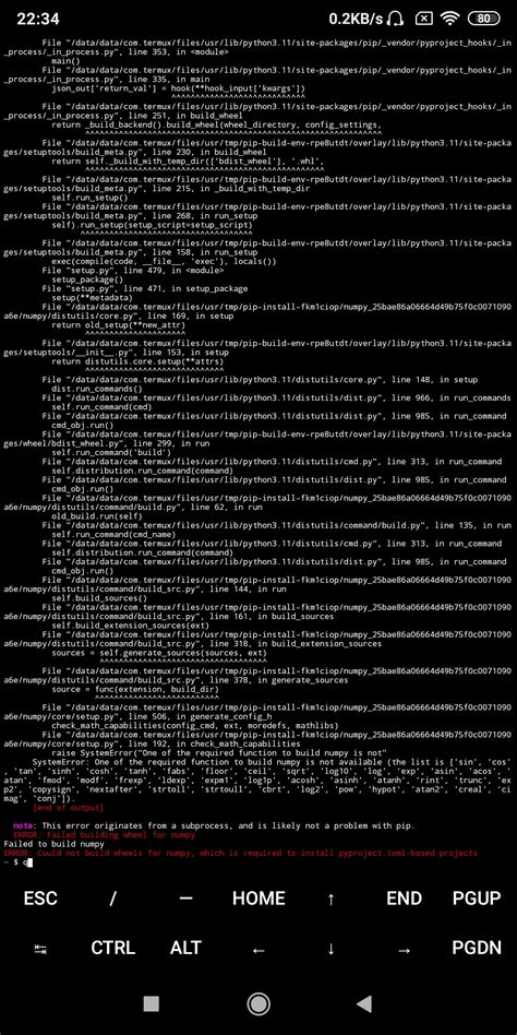 Pip Error Could Not Build Wheels For Numpy Or Any Other Modules
