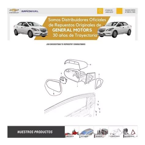 Vidrio Espejo Derecho Chevrolet Onix Prisma Original Gm En Venta En