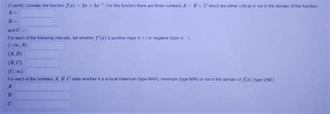 solved 1 point consider the function f x 2x 3x for
