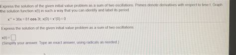 solved express the solution of the given initial value