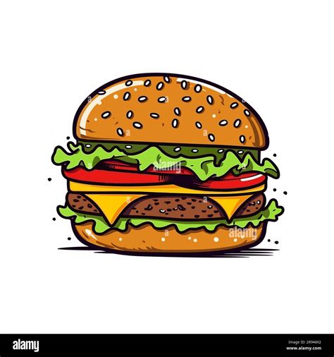 Hamburger Burger Hand Drawn Illustration Vector Doodle Style Cartoon