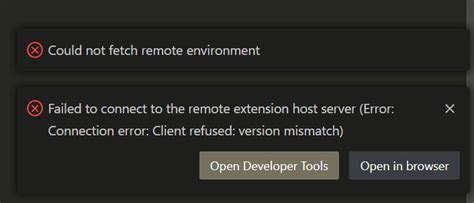 remote tunnels failed to connect to the remote extension host server error connection error