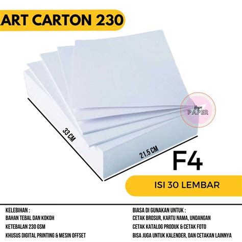 Jual Kertas Art Karton F Gsm Isi Lembar Kertas Art Carton F