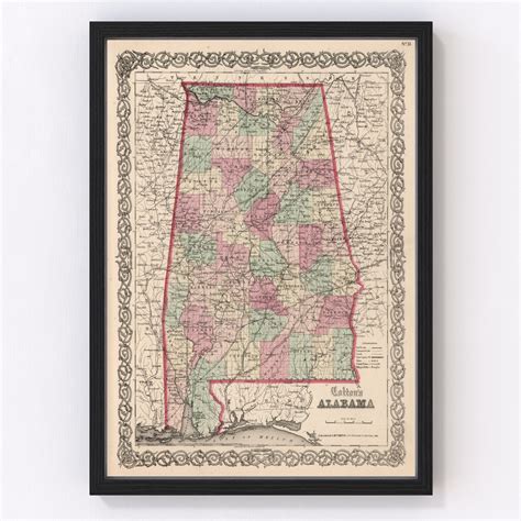 Vintage Map Of Alabama By Ted S Vintage Art