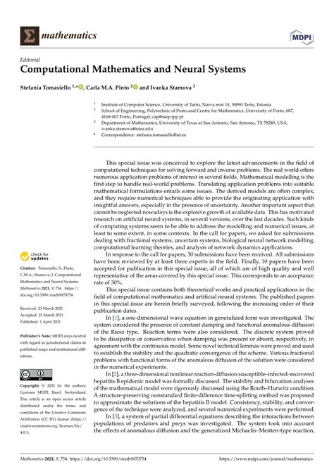 pdf computational mathematics and neural systems