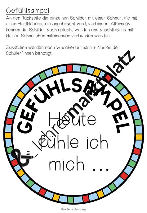 Gef Hlsampel Bastelvorlage Unterrichtsmaterial Im Fach
