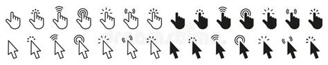 Click Cursor Icons Set Set Of Hand Cursor Icons Click And Cursor Icons