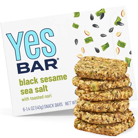 Yes Bar Black Sesame Sea Salt Plant Based Protein Decadent Snack