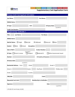 Fillable Online Supplementary Cardholder Add Or Remove Form Fax Email