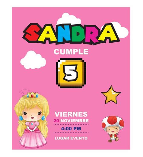 Invitación Cumpleaños Peach Diseños Digitales