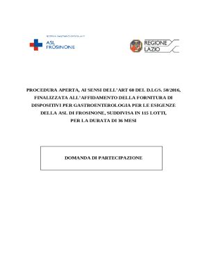 INDIZIONE PROCEDURA APERTA AI SENSI DELL ART 60 Doc Template