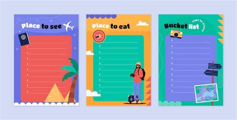 Plantilla De Itinerario De Viaje Plano Dibujado A Mano Vector Gratis