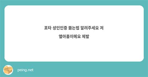 포타 성인인증 뚫는법 알려주세요 저 열아홉이에요 제발 Peing 질문함