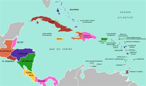 Mapa Del Caribe Y America Central Y Sus Capitales