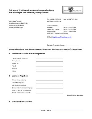 Fillable Online Antrag Auf Erteilung Einer Ausnahmegenehmigung Zum
