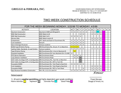 Free Printable Construction Schedule Templates PDF Word