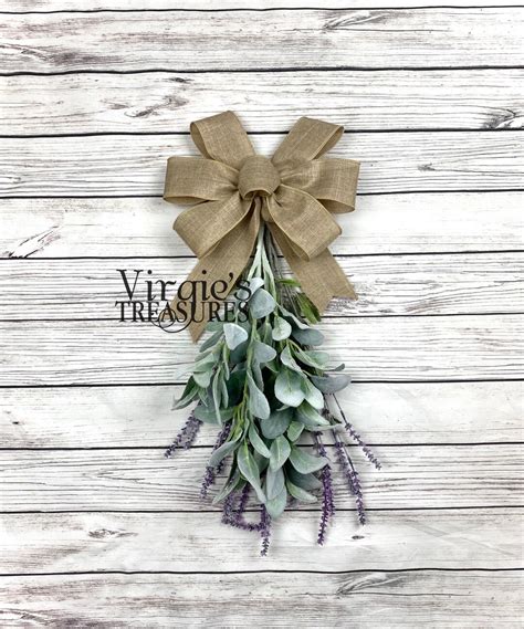 Teardrop Door Swag For Front Door Lavender Lambs Ear Swag Spring