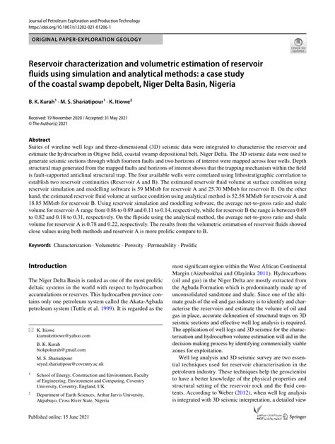 pdf reservoir characterization and volumetric estimation of reservoir fluids using simulation