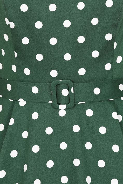 Kylie Green Polka Dot Swing Dress Hearts Roses London