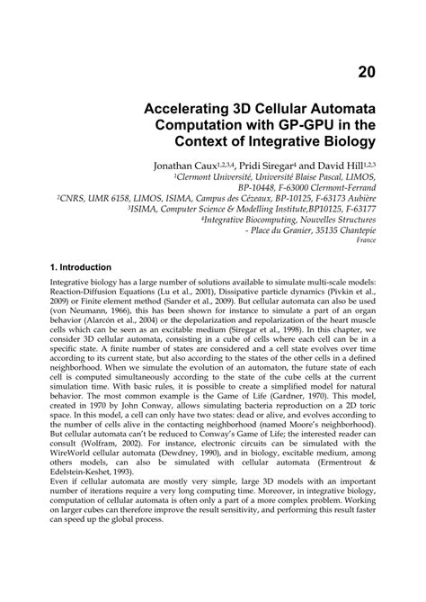 pdf accelerating 3d cellular automata computation with gp gpu in the context of integrative