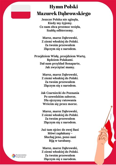 Hymn Polski do druku Tekst i słowa Mazurka Dąbrowskiego