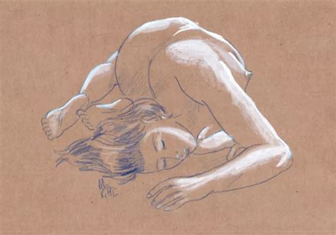 NU NUDE DESSIN Original Femme Nue Naked Original Art Drawing EUR 25