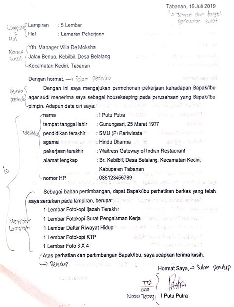 Struktur Surat Lamaran Pekerjaan
