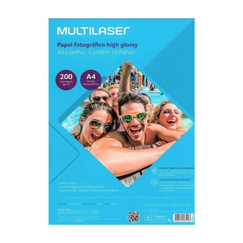 Papel Fotográfico Glossy A4 200G Multilaser